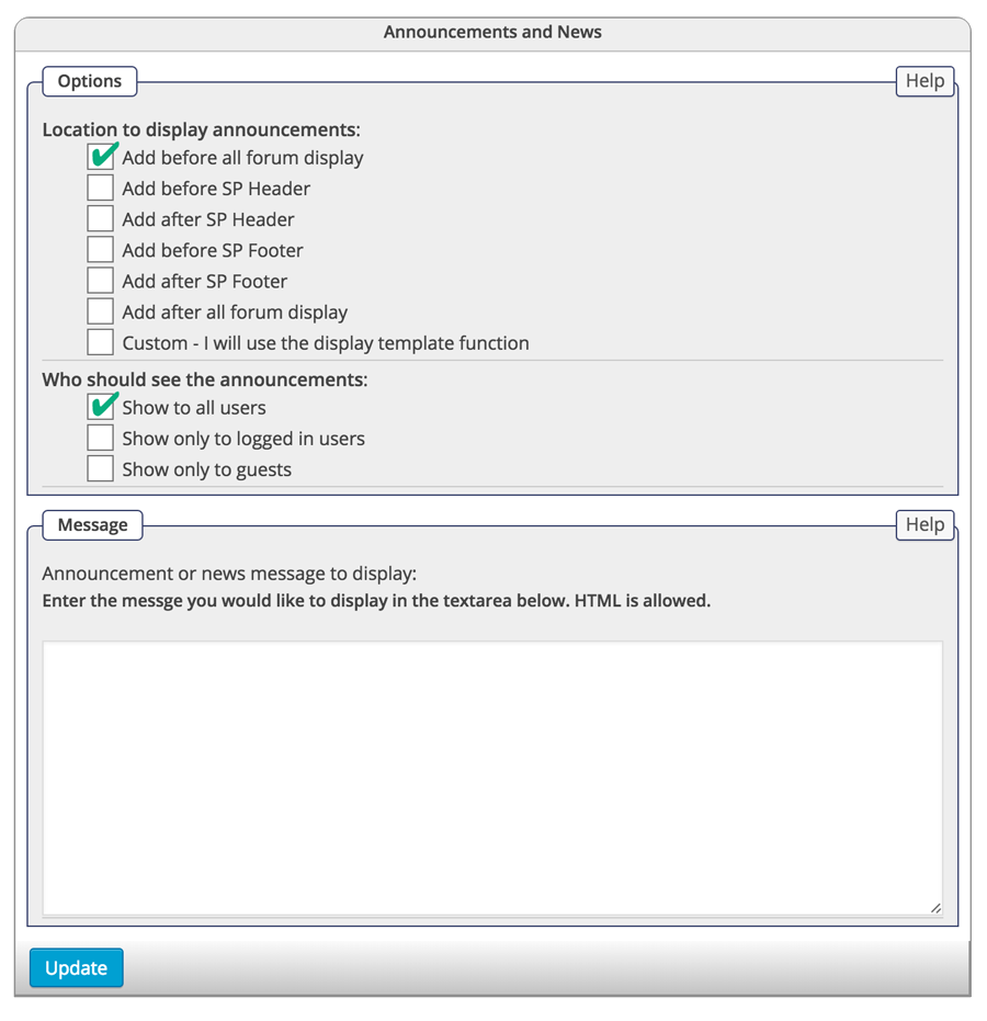 Announcements – Simple:Press